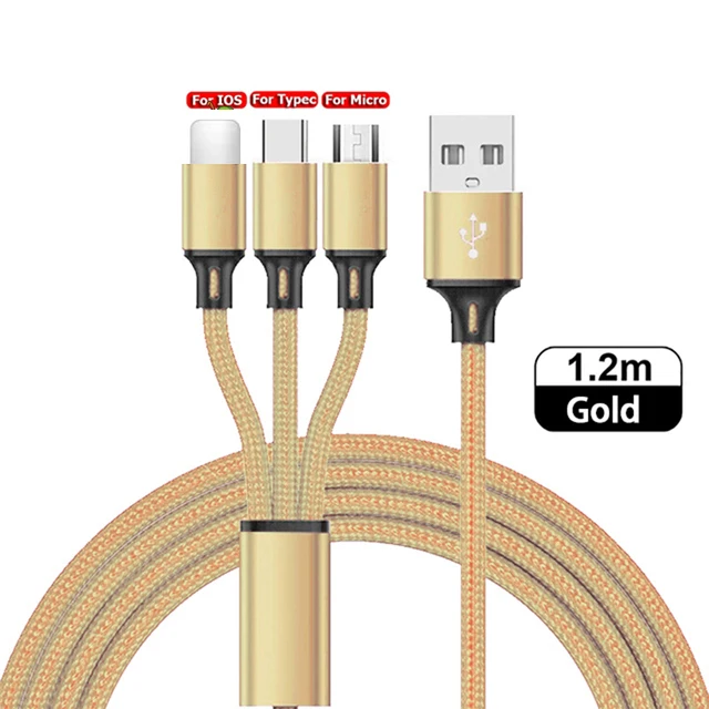 3 In 1 Usb Type C Charger Cable Multi Usb Port Multiple Usb Charging Cord Usbc Mobile Phone Wire ...