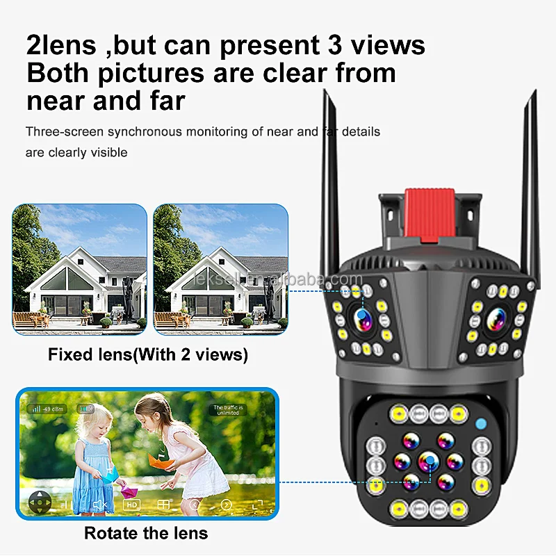 Yoosee IP66 4G / WIFI Camera Three Screens Display 4MP Camera Smart ...