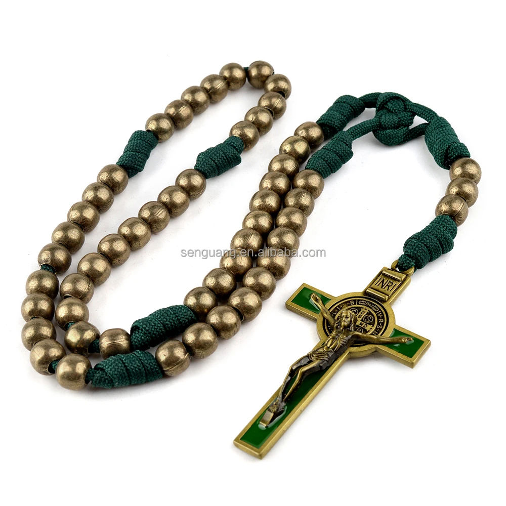 Religious Paracord Rosaries 10mm Iron Beads Antique Bronze Gun Black ...