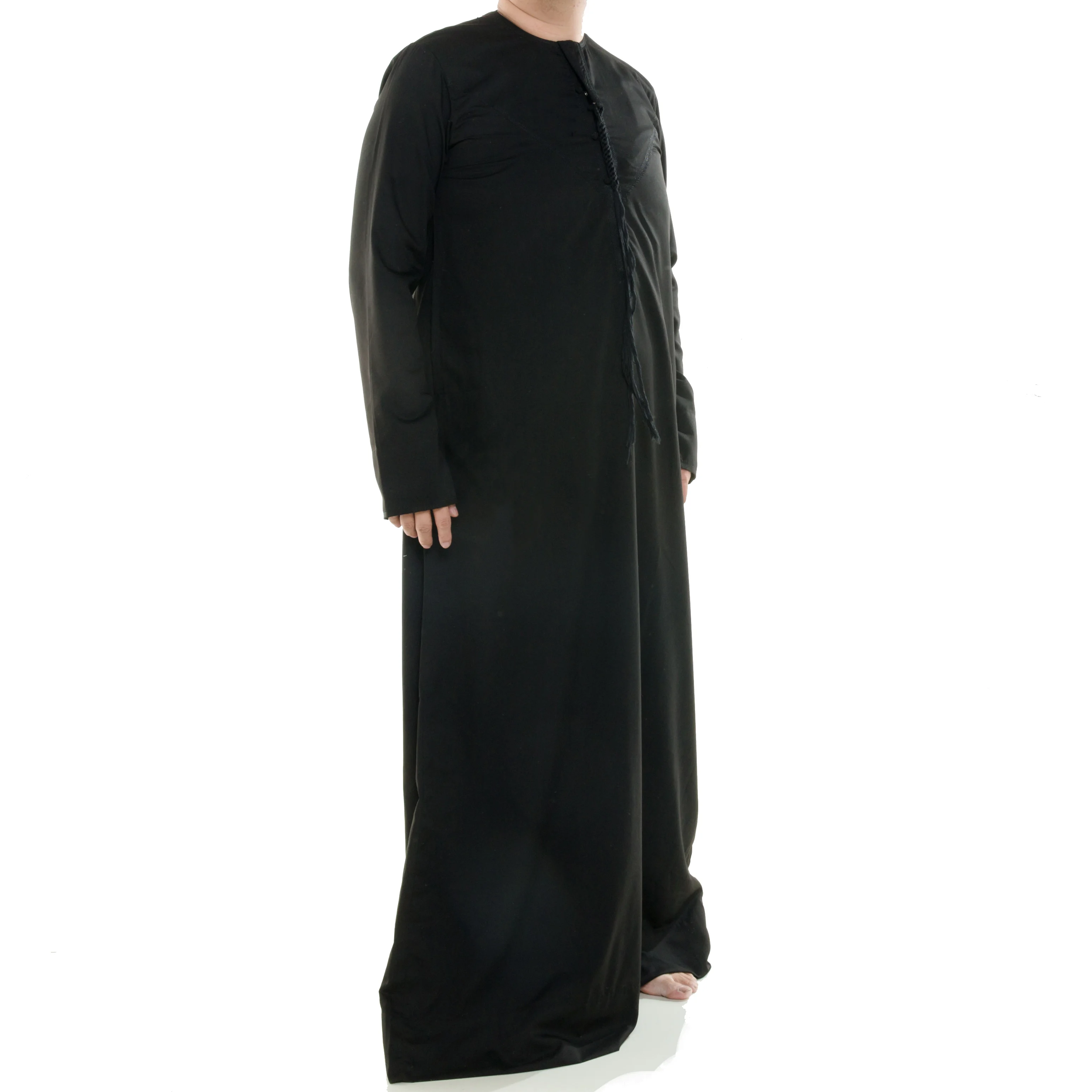 Muslim Arabic Zipper Front Dishdasha with Sleeve Accent