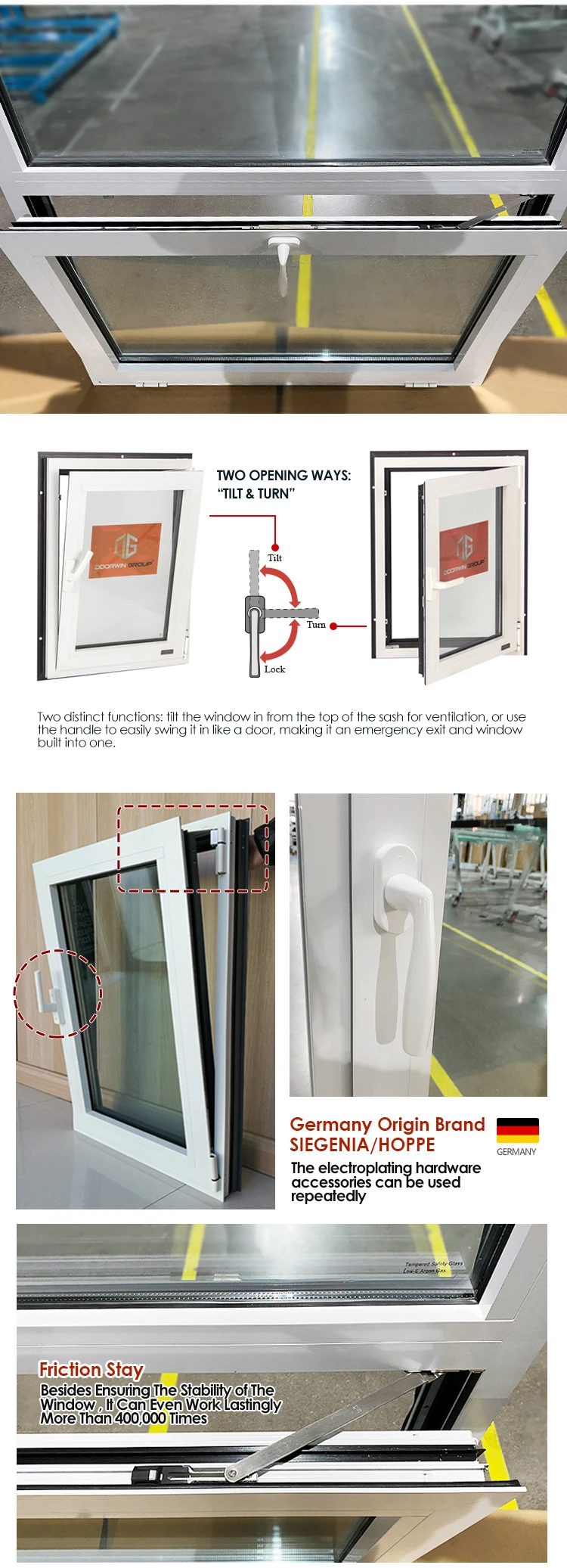 German Hardware Thermal Break Aluminium Two Ways Opening Tilt And Turn ...