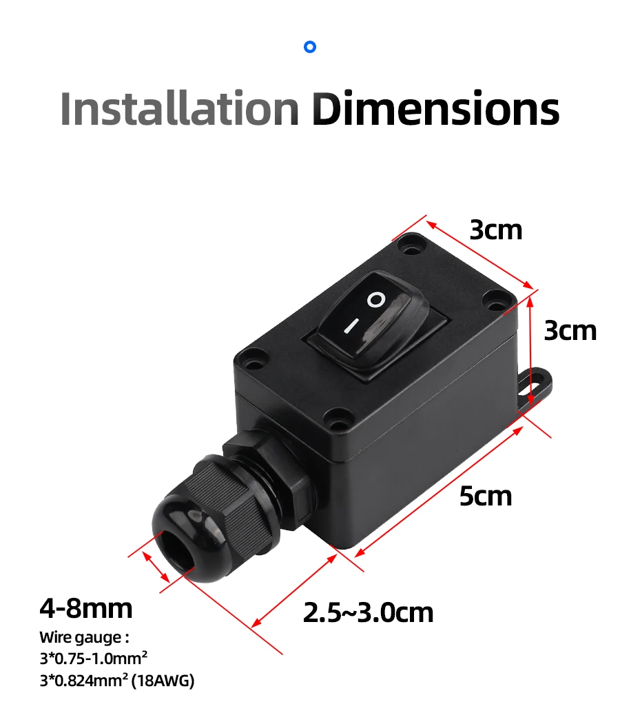 Small Current Inline Rocker Switch ON-OFF/ON-OFF-ON CE PA66 Waterproof ...