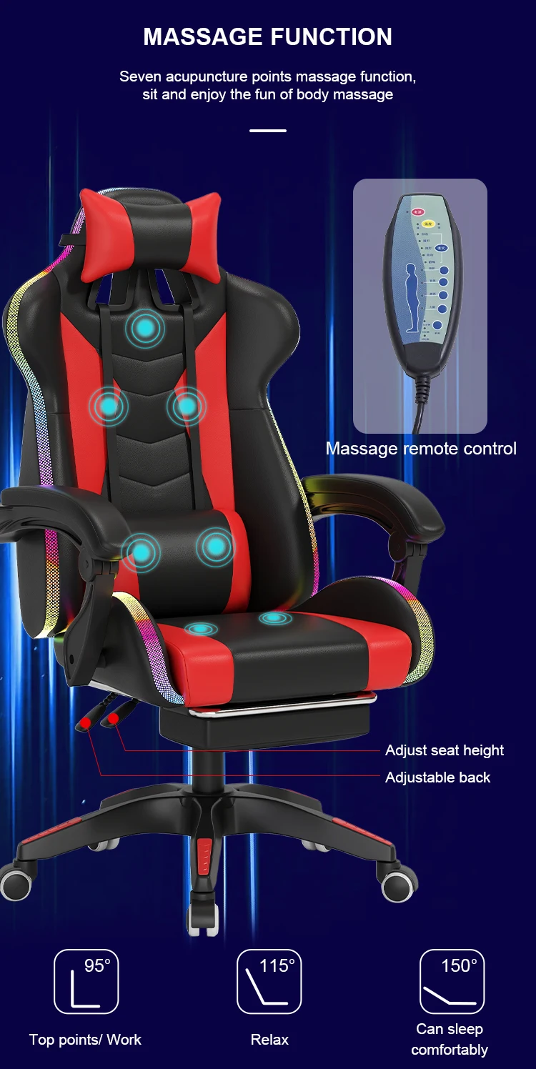 Customized Cheap Rgb Recliner Gaming Chair Mechanism Adjustable ...