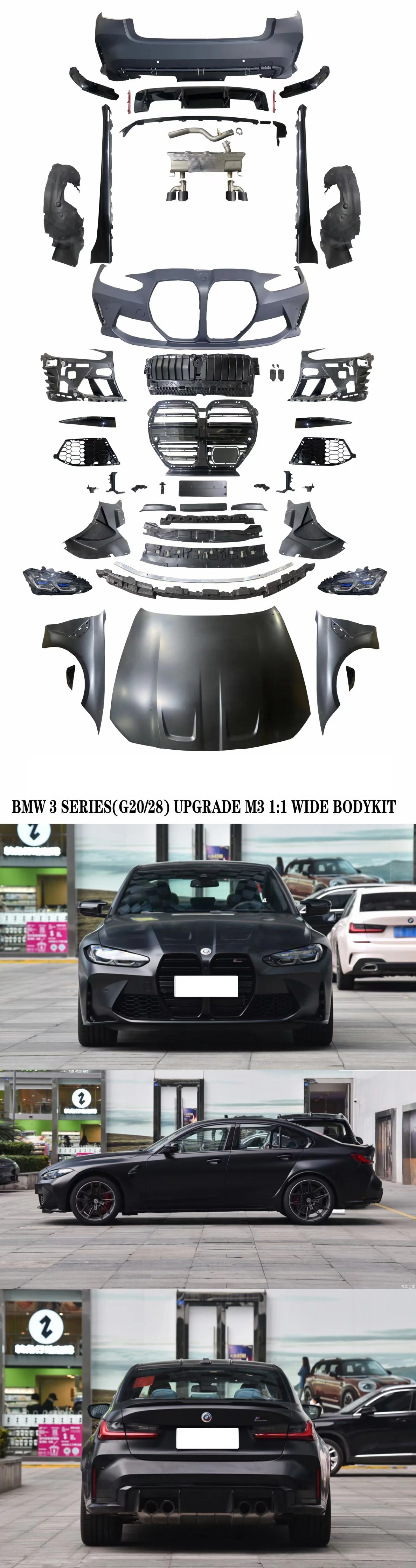 PP M3 Wide Body Kit for BMW G20 G28 Upgrade G80 M3 1:1