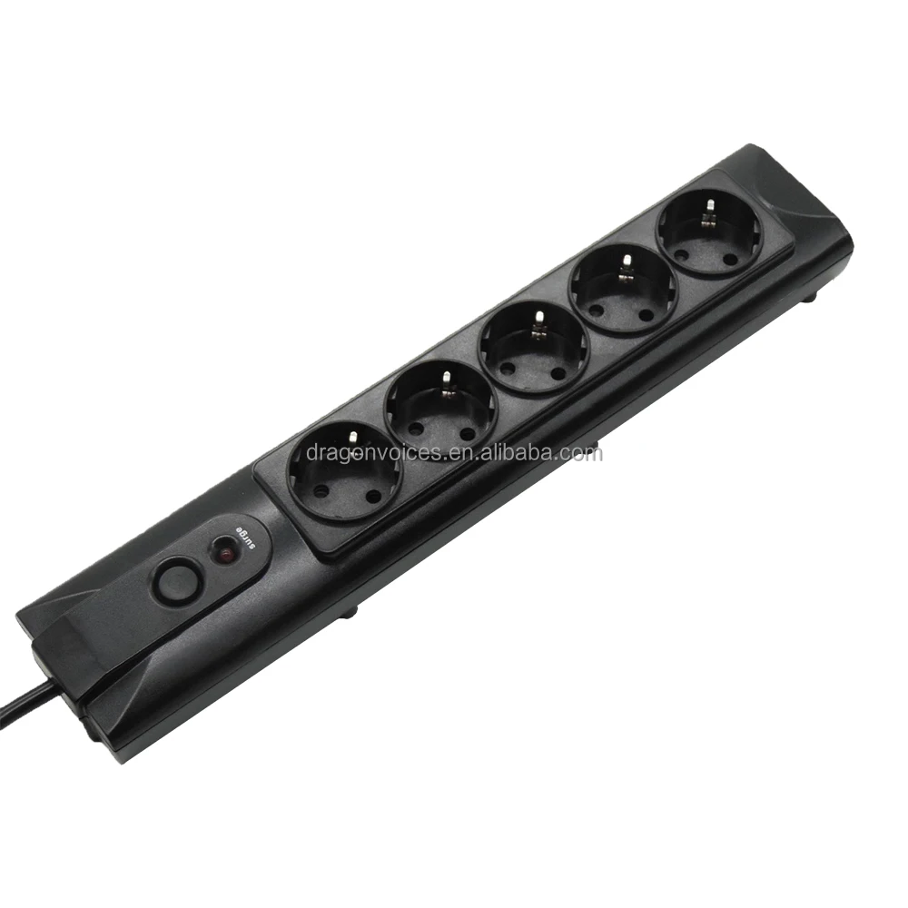 German Plugs And 5 Sockets With Surge Protector Socket 6feet Heavy Duty Cable Extension Sockets ...