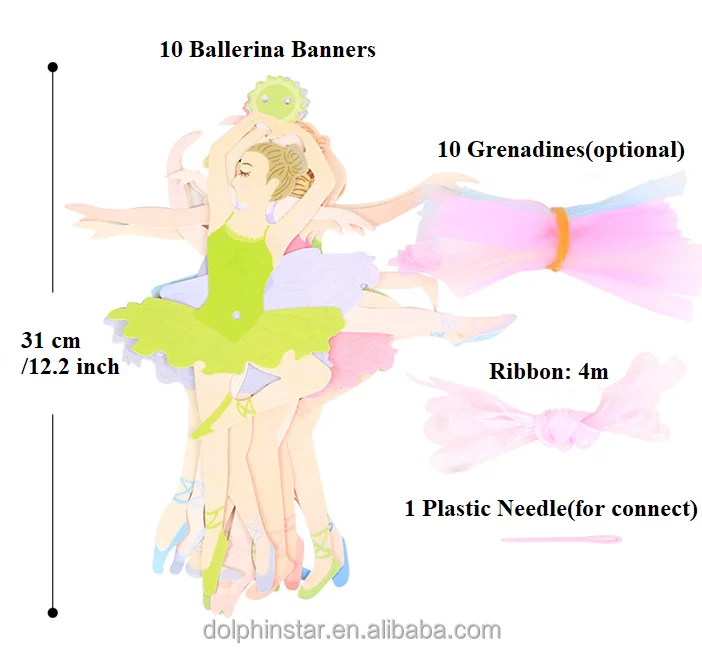 Ballerina Theme Paper Flags Signs Banners Garland for Children Kids ...