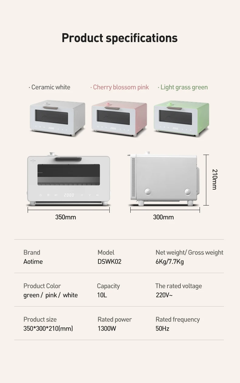 Elegant Electric Digital Steam Oven Toaster Oven Mini 10L