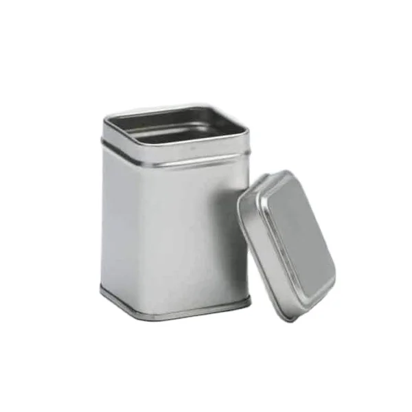 Small Mini Square Silver Plain Aluminum Tea Tin Box Coffee Powder Spice ...