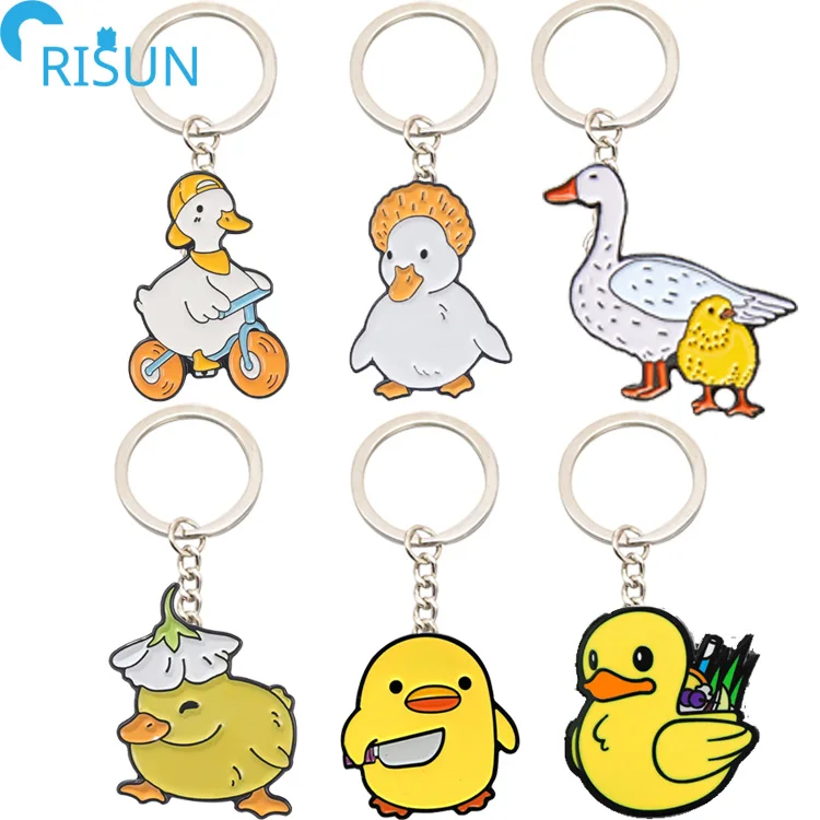 Wholesale Cute Animal Cartoon Duck With Knife Enamel Keychain Custom ...