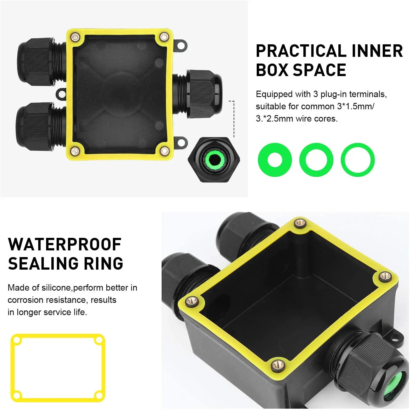 Small Black Plastic IP68 Electrical Enclosure Box PA66 Electronics ...
