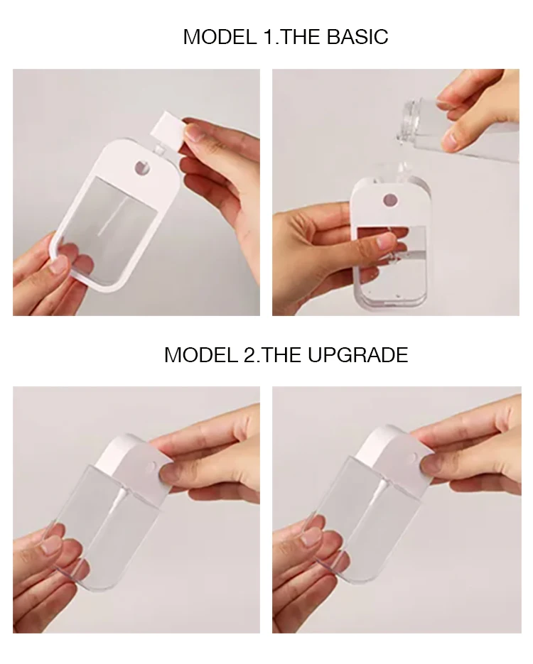 38ml 45ml 50ml Perfume Hand Sanitizer Bottle Square Travel Mini Plastic Key Chain Credit Card ...