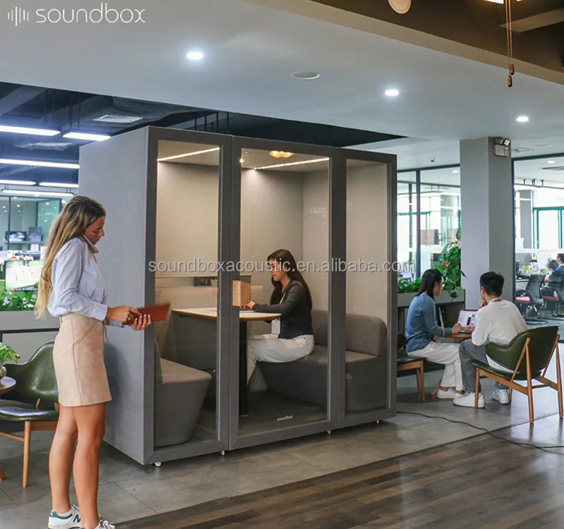 Soundproof Work Office Booth Small Office Pod Acoustic With Furnitures ...