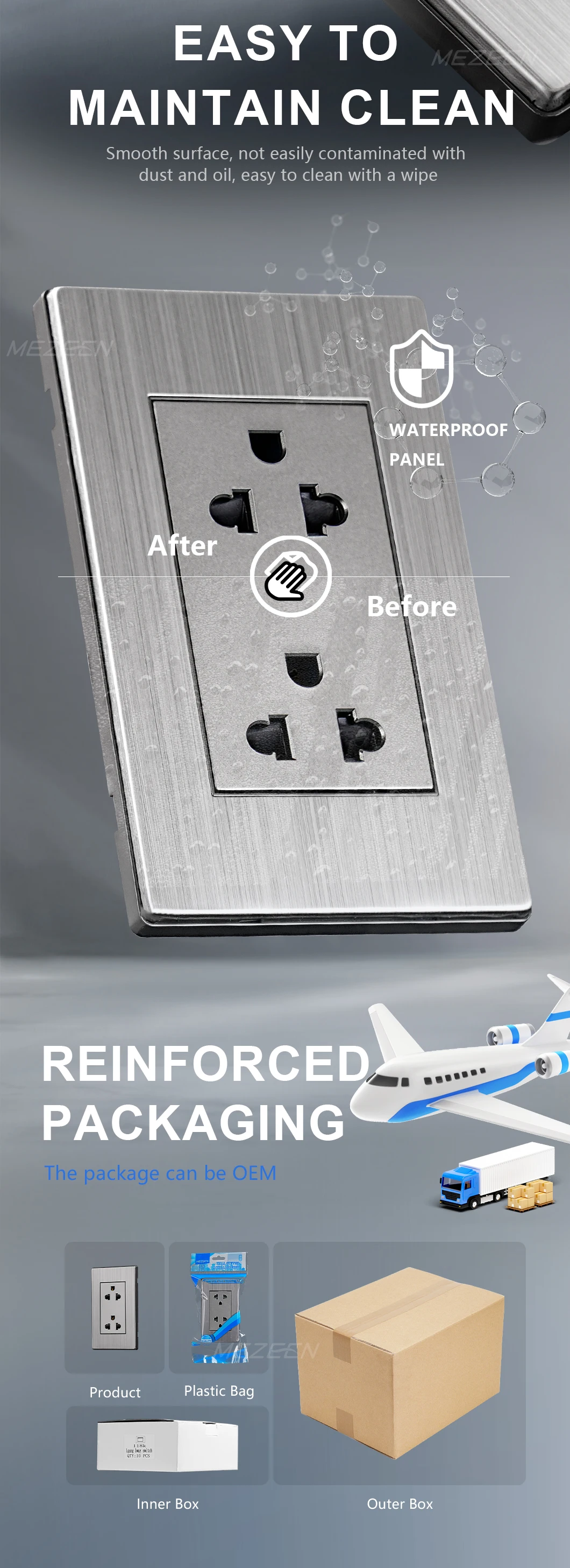 China Manufacturer Stainless Steel Panel US Standard Universal Plug ...