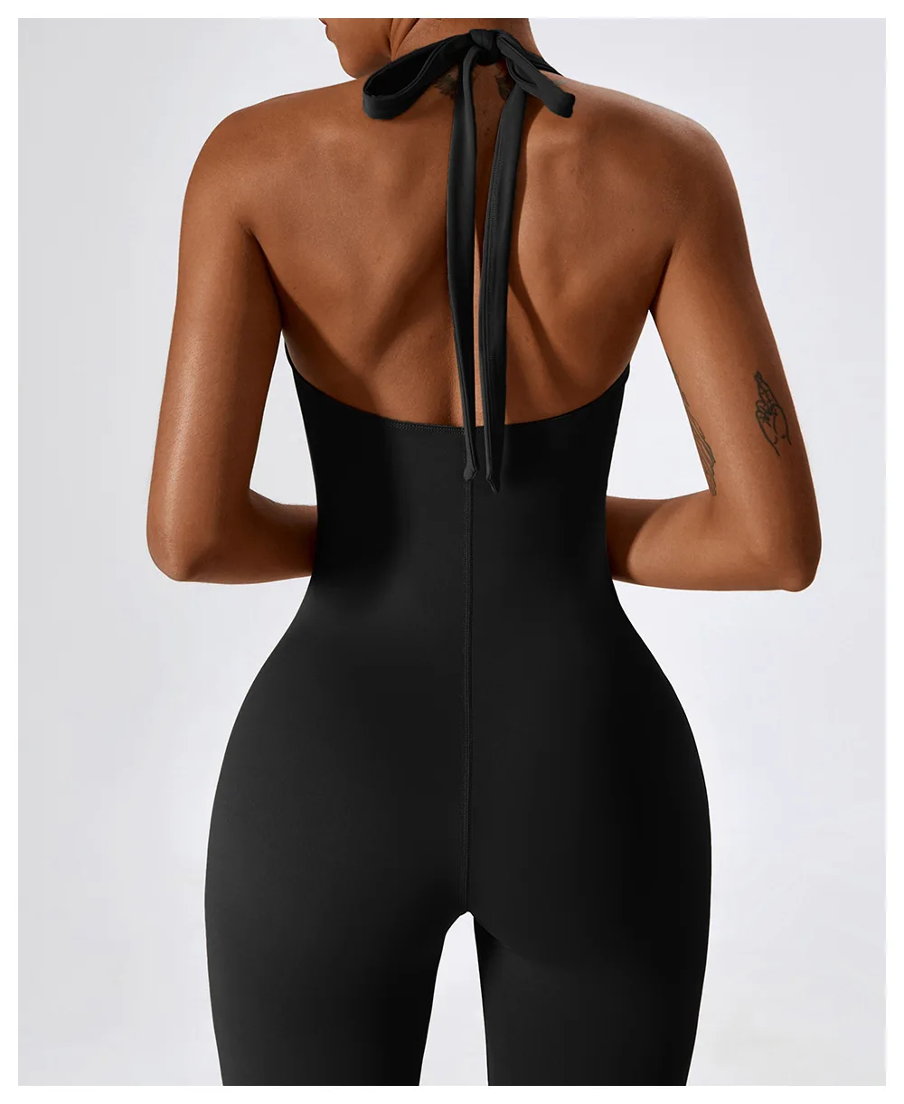 Ladies Skinny Plus Size Compression Flared Leggings Jumpsuit Workout ...