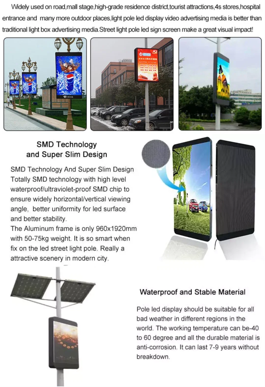 Manufacturer Wholesale Street Pole Led Screen Street Pole Advertising ...