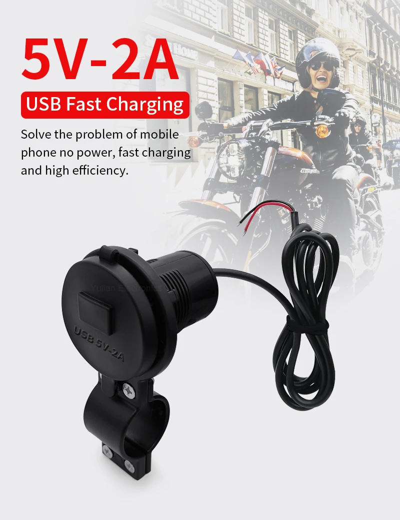 Motorcycle USB Charger - 5V 2A Waterproof & Reliable