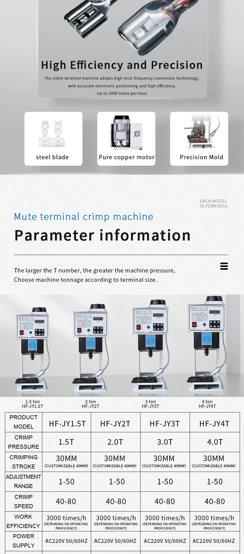 4t Electric Semi Automatic Cable Terminals Crimp Machine Insulated ...