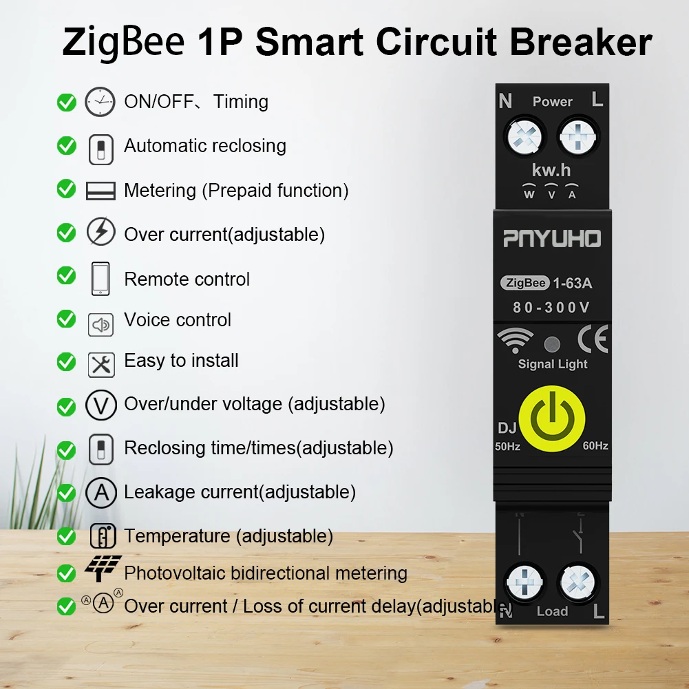 Mini MCB Circuit Breaker Zigbee Din Rail Tuya Smart Home Products 63A ...
