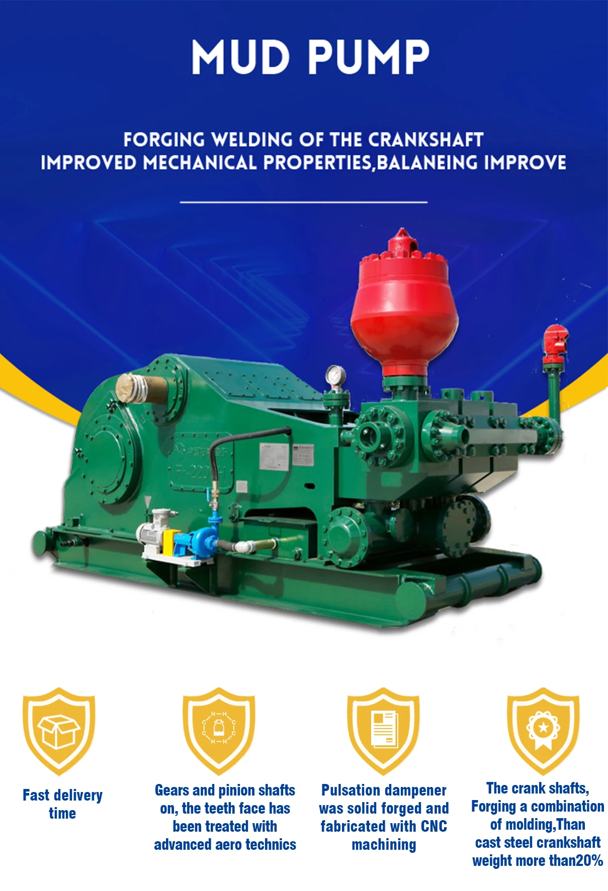 Api Standard F-800 Drilling Triplex Mud Pump F800 F1600 Api 1-8# 1 Year ...