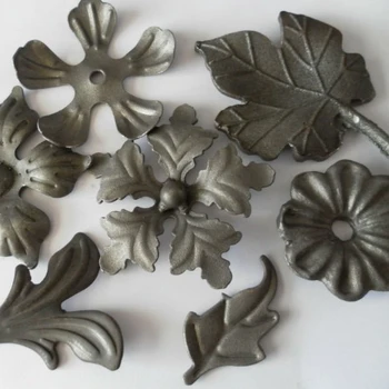 Wrought Iron Leaves Forged Cast Flowers And Leaves On Steel Gate ...
