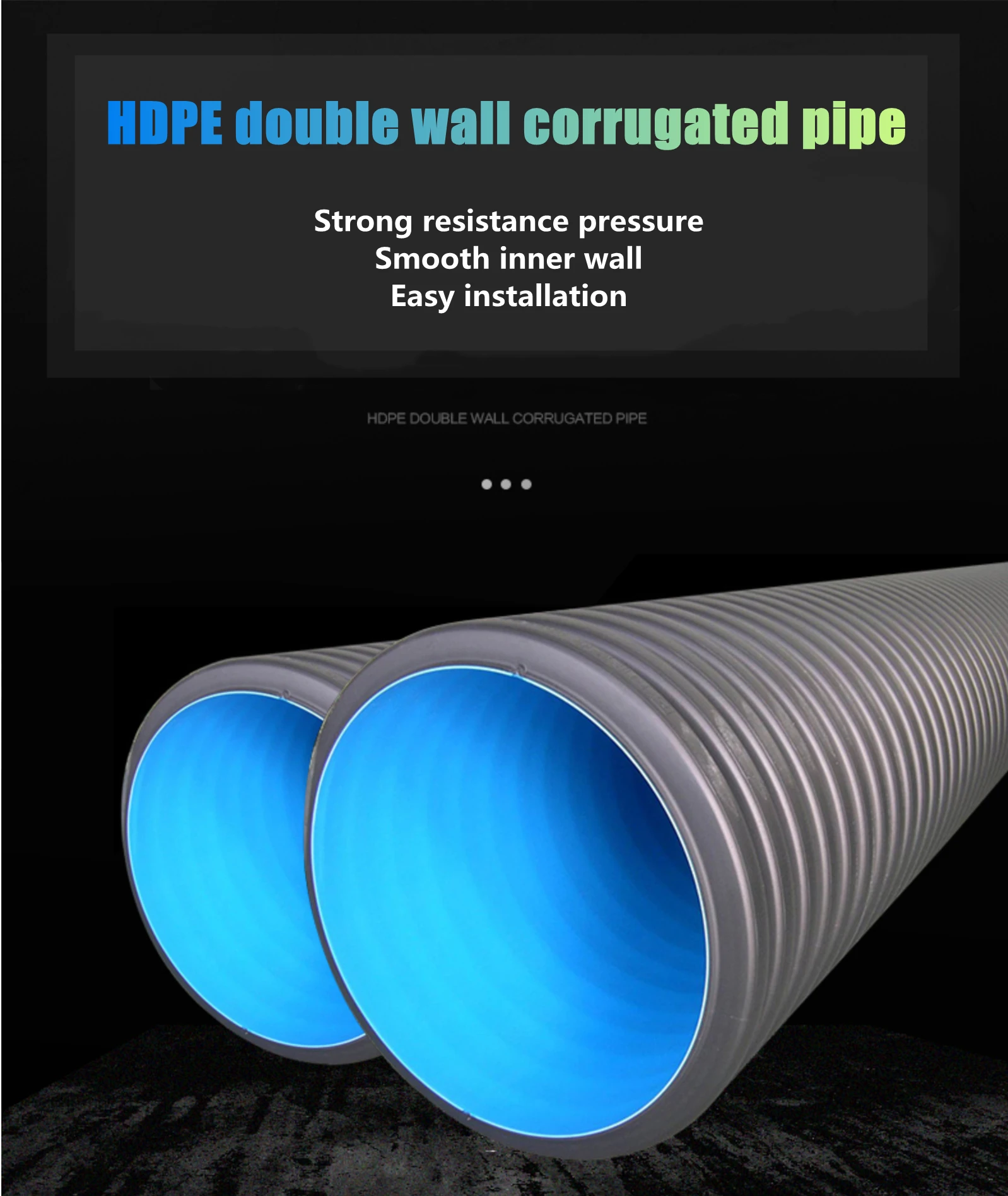 Large Diameter Pe Sn8 Sn10 Sn12.5 Sn16 Steel Belt Reinforced Corrugated Drainage Pipe - Buy ...