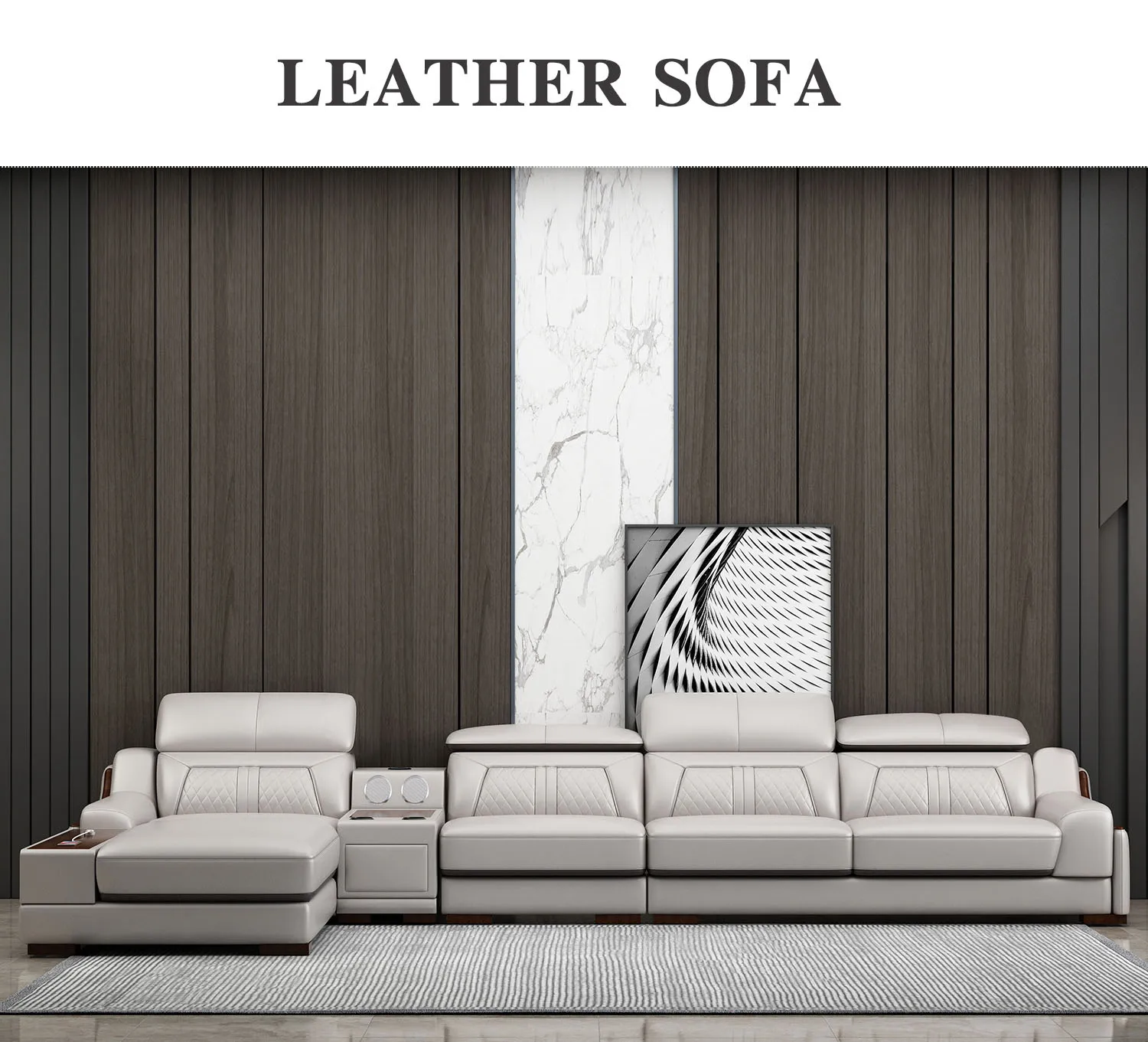 Luxury 7 Seater Genuine Leather Sectional Sofa Set - Modern L Shape ...