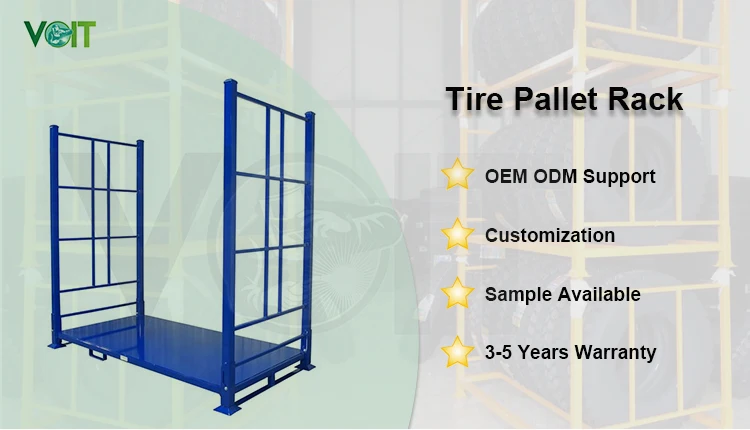 Durable Metal Tire Storage Pallets - Stackable & Foldable
