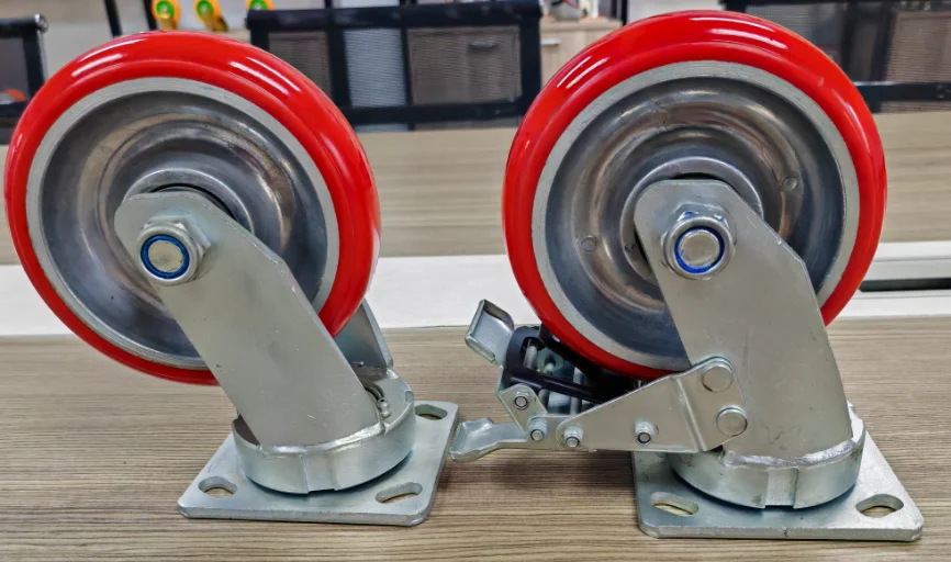 4" Top Plate king Pinless Caster, Aluminum Core Cast PU Wheel with ...