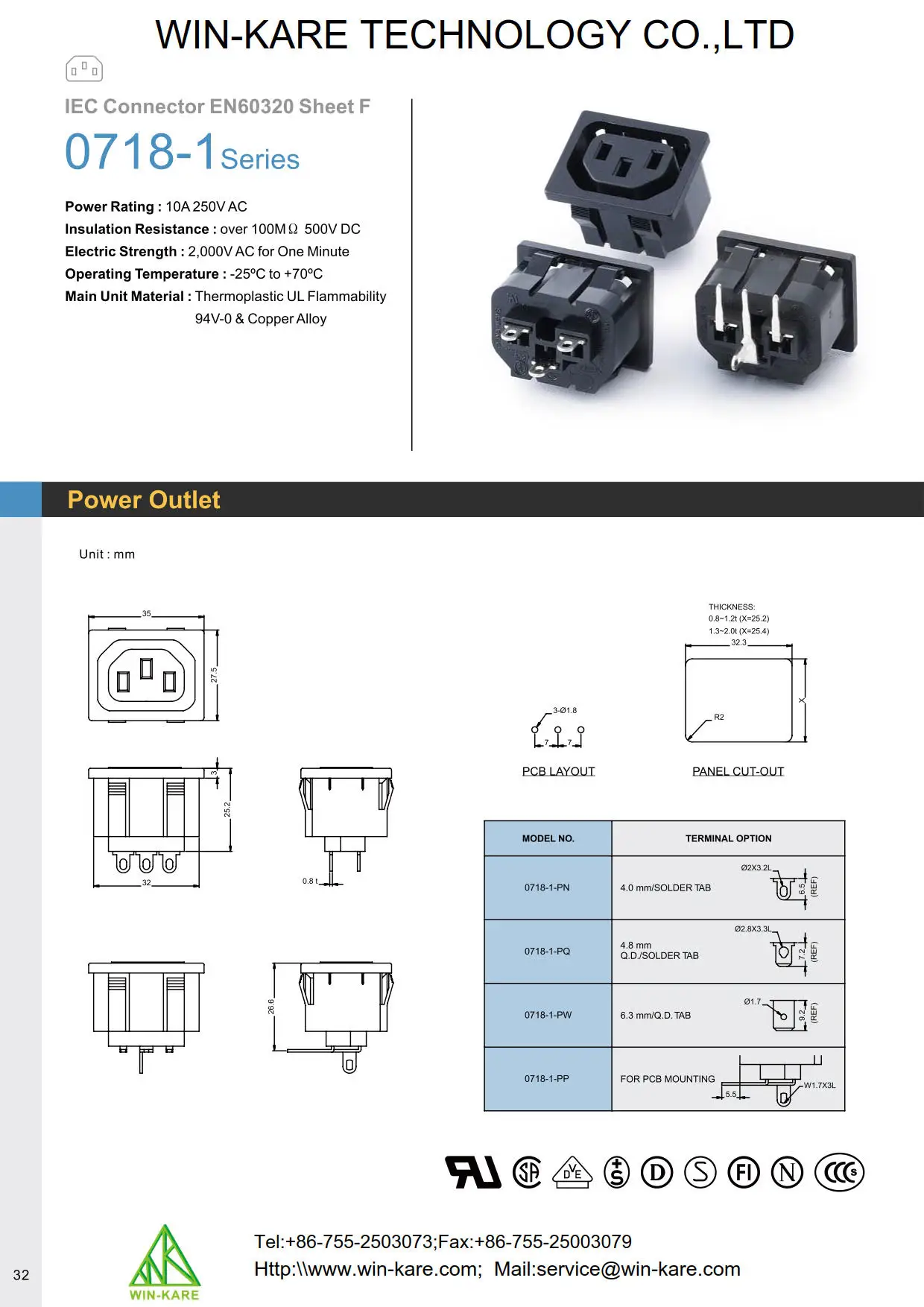 Iec C13 Panel Outlet Female Connector For Pdu 10a 250v Industrial ...