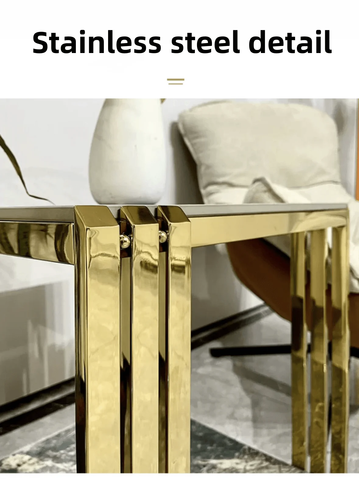 Modern Golden Stainless Steel Marble Top Corner Table Living Room Round ...