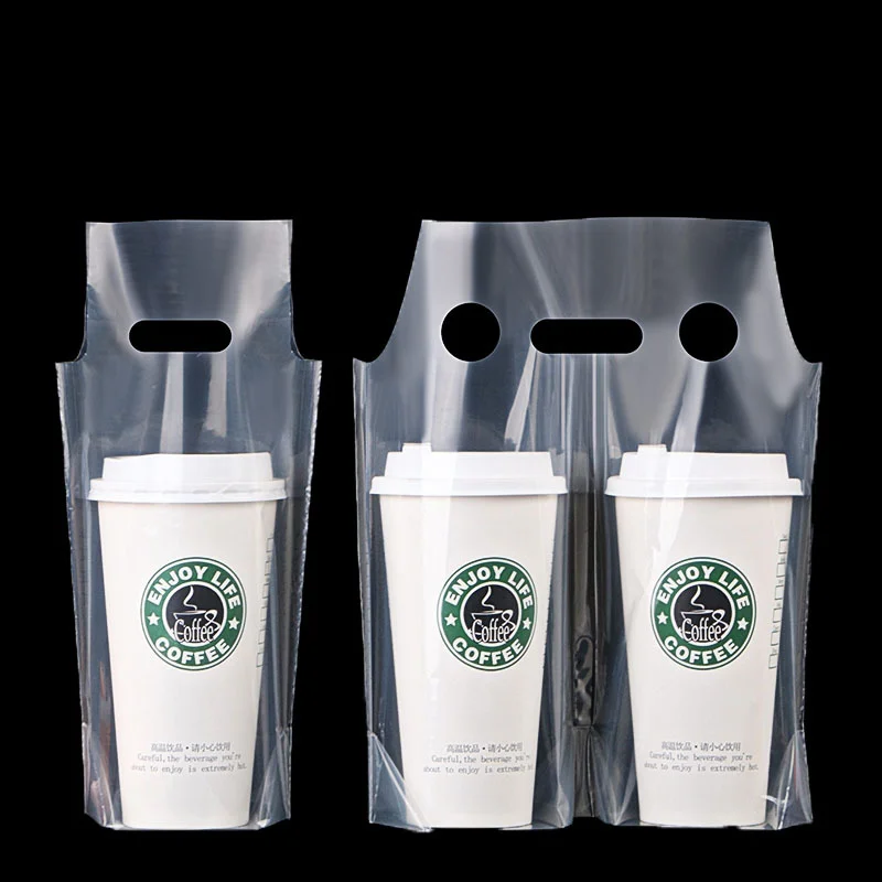 Recycled Custom Single And Double Cup Disposable Milk Tea Packaging Bag ...