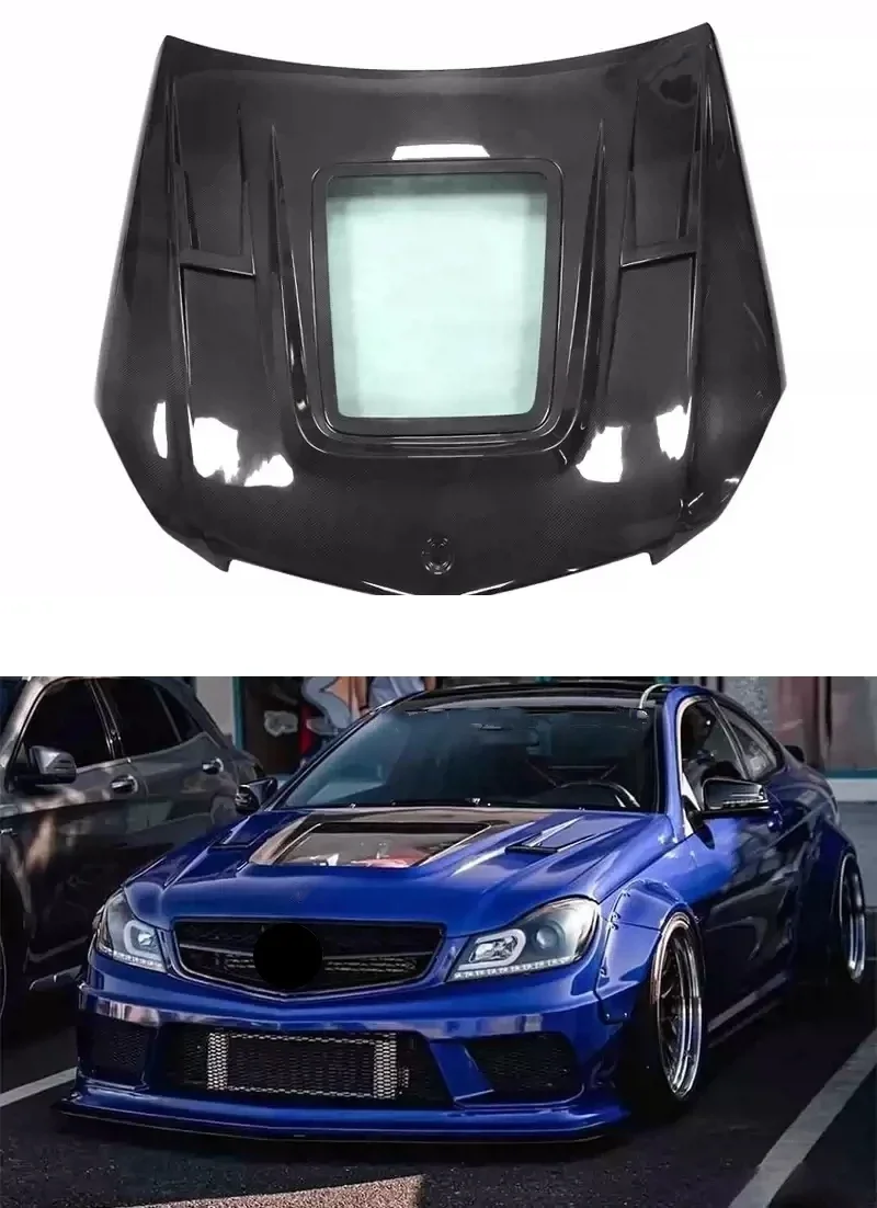 Body Kit Carbon Fiber Engine Hood Cover Assembly For Mercedes-benz C ...