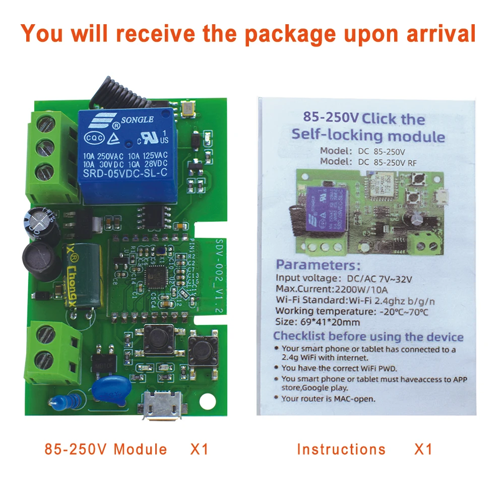 1ch Rf Wifi Smart Switch Module Ewelink Ac 220v 85-250v Relay Timing ...