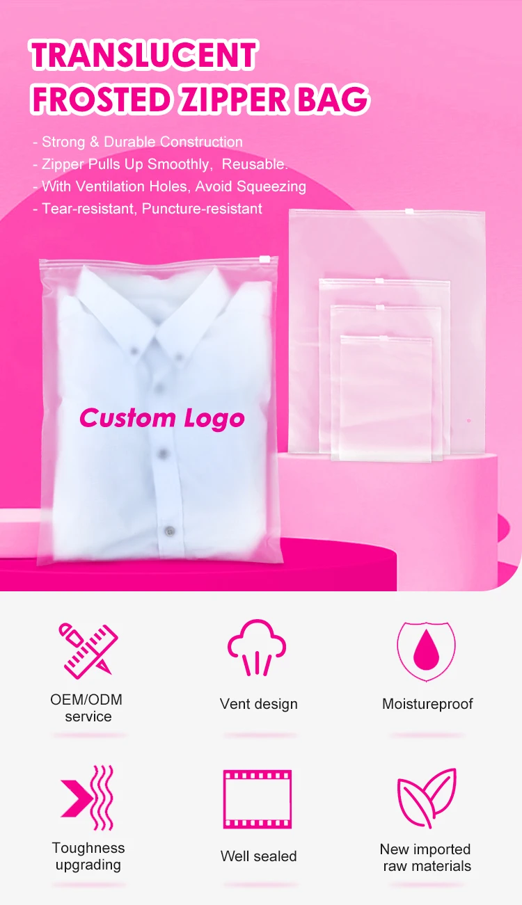 Custom With Logo Clothes Packaging T Shirt Zip Lock Plastic Zippered ...