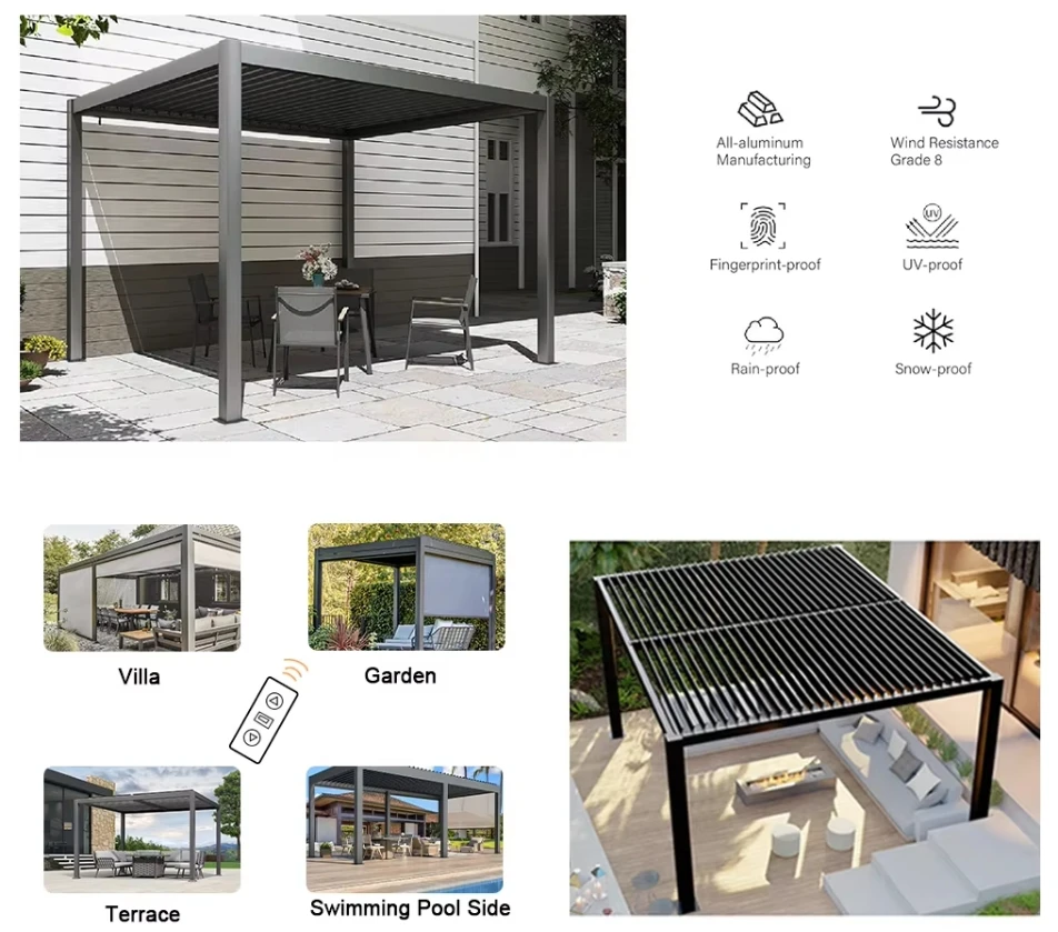 Aluminium Opening Louvered Roof Garden Pergola - WT-G