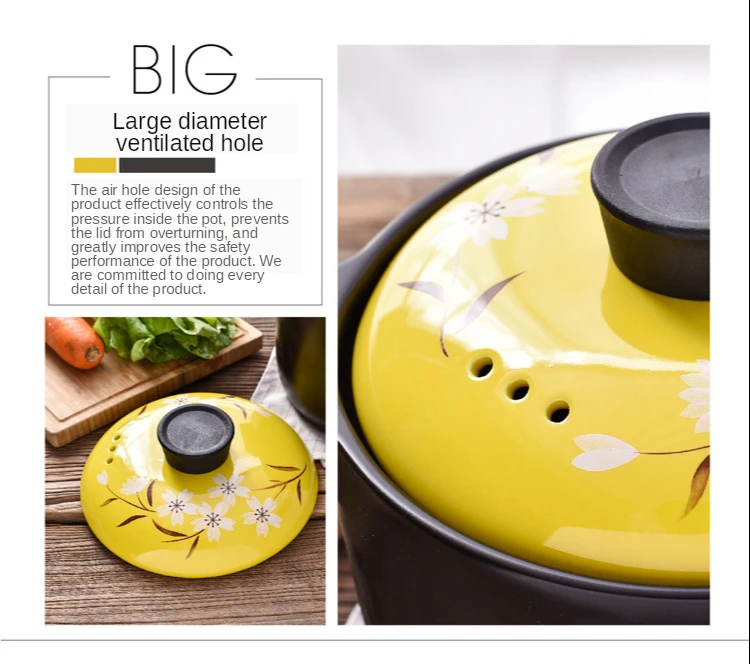 Manufacture Various Size 8.5l Yellow Ceramic Cooking Milk Roar Pot Pots ...