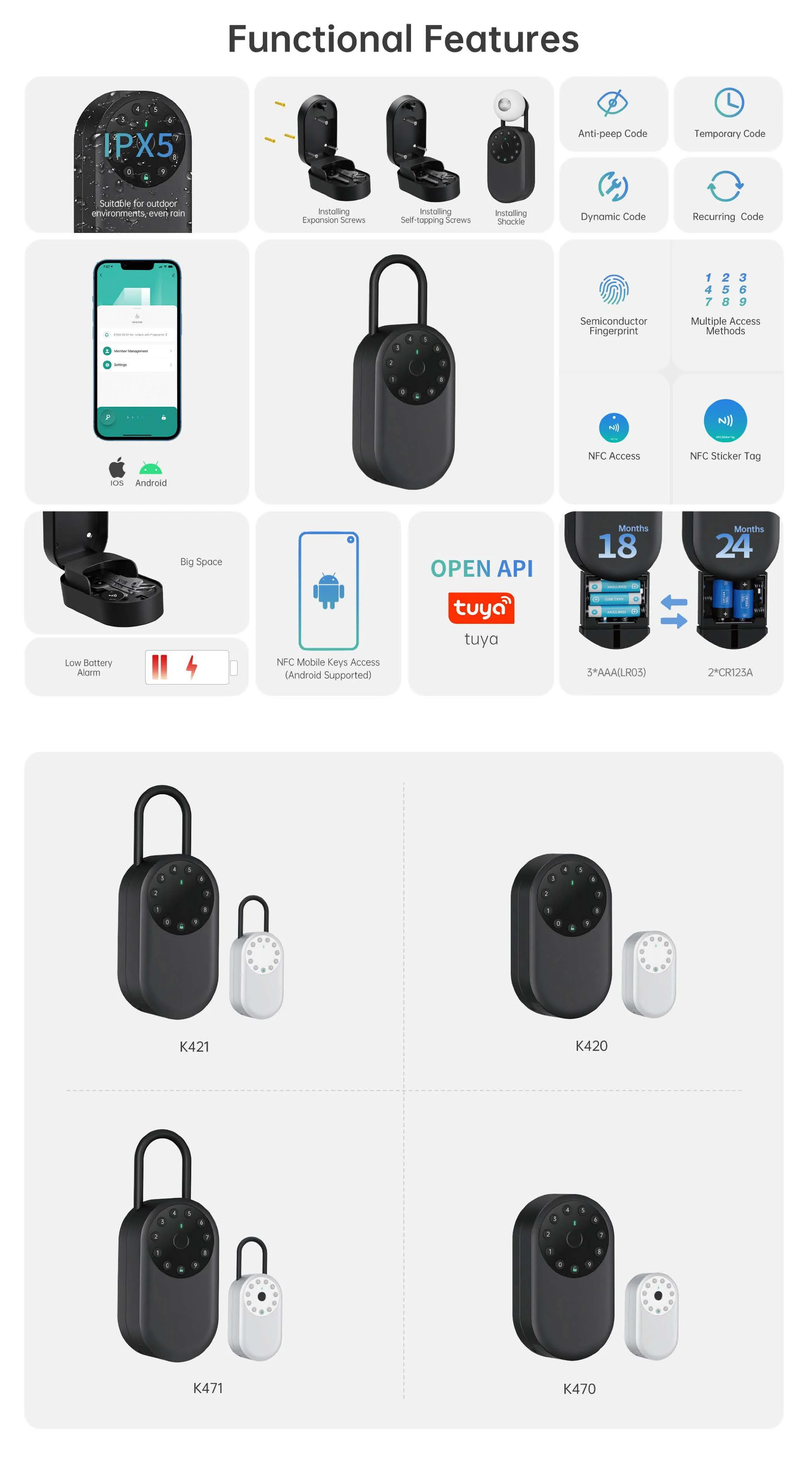 K470 Password Smart Lock Box Bluetooth Security Key Box Lock Key Pad ...