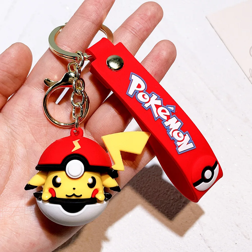 Cute 3d Anime Pokemoned Keychain PVC Silicone Cartoon Pikachued Anime ...