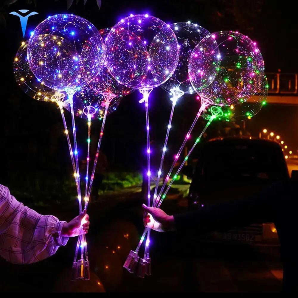Glowing Balloons With Led Lights And Rose Flowers Inside For Valentine ...