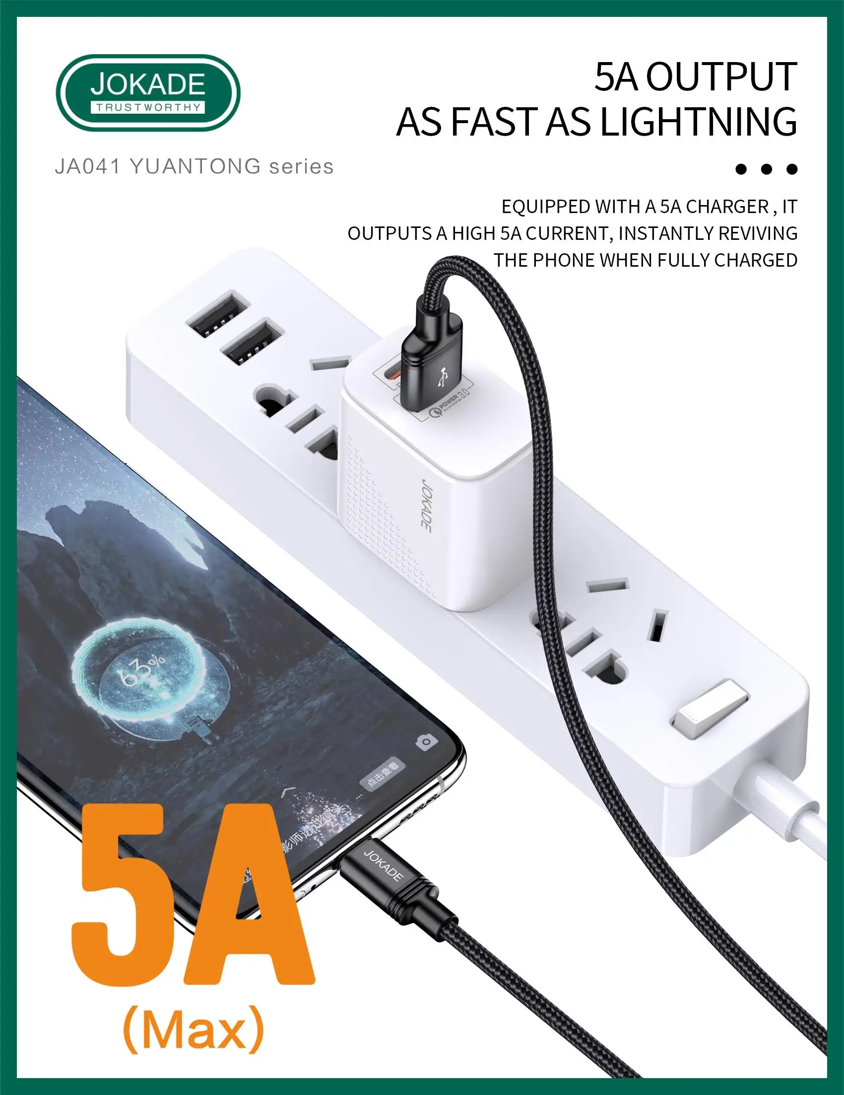 JOKADE Data Transmission 2m Type-C Intelligent Fast Charging Data Cable ...