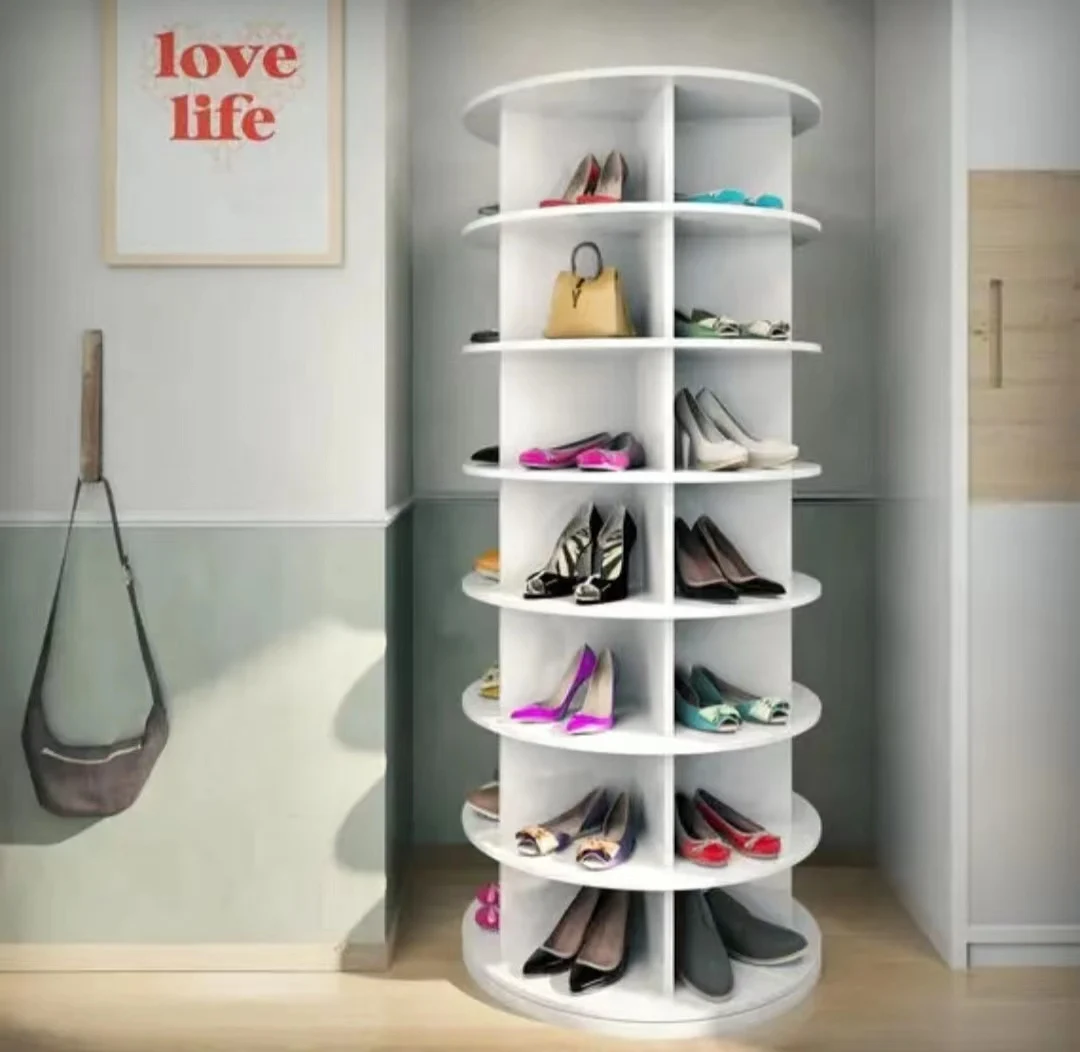360-degree Rotation 7 Floors High Large 360 Rotating Shoe Rack Radius ...