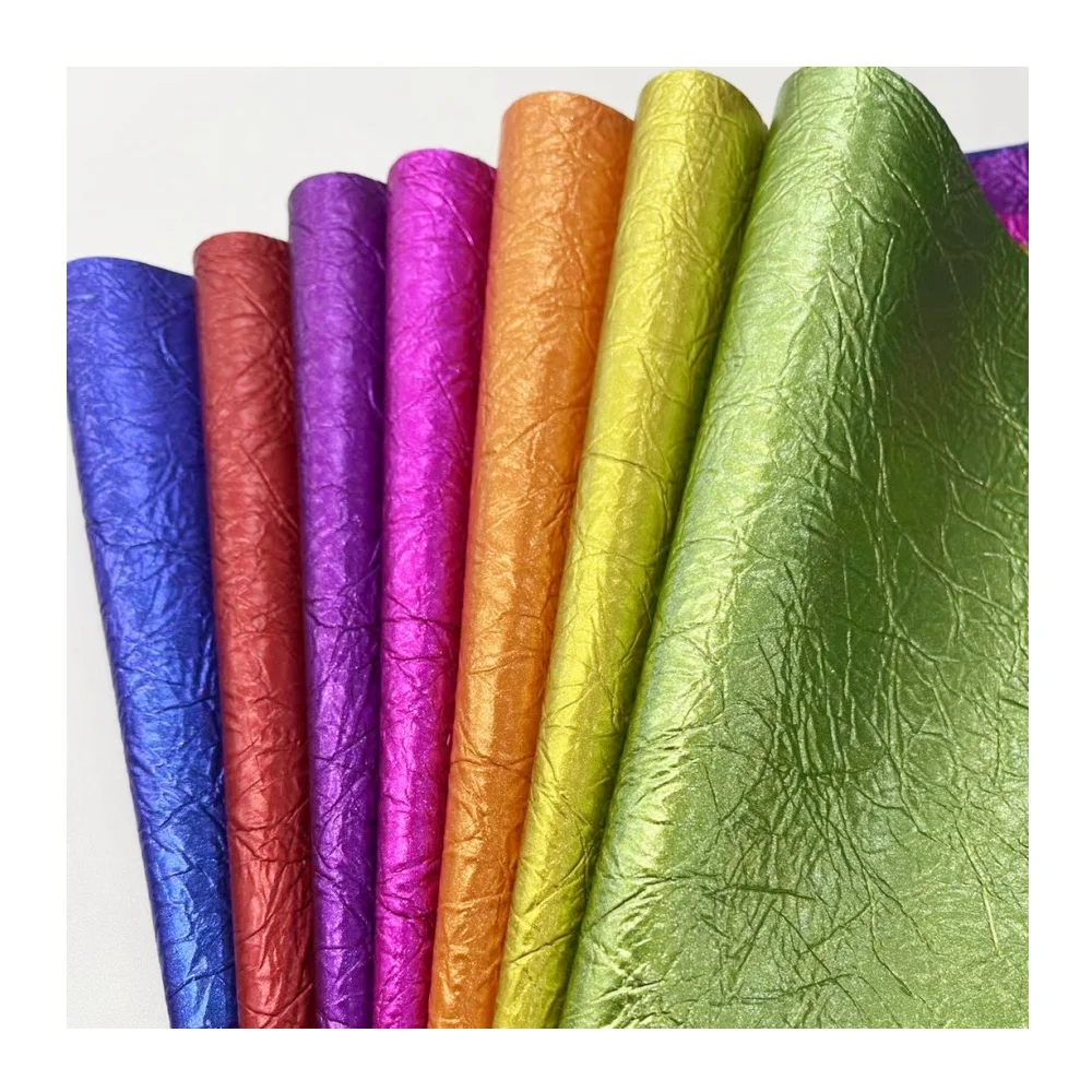 Colorful Gold Silver Corrugated PU Metal Wrinkled Texture Pattern Faux ...