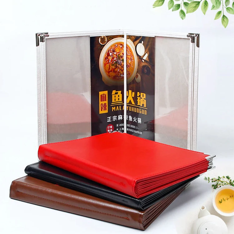 Custom Double Fold Menu Covers - Durable PU Leather