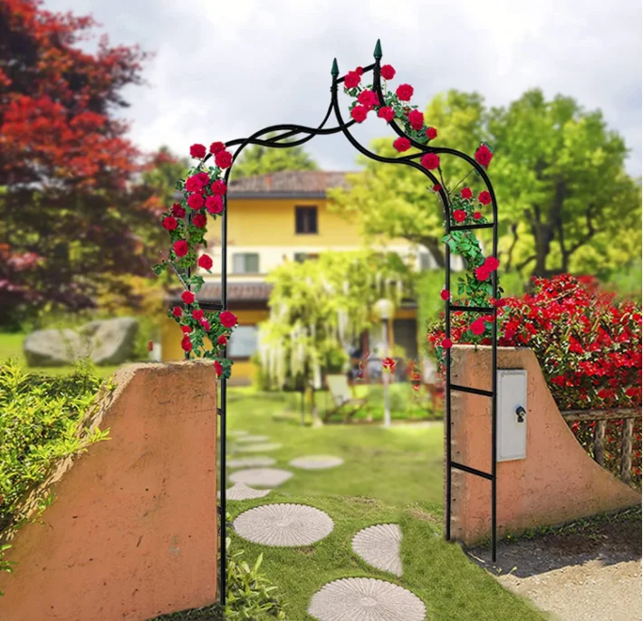 Metal Garden Arbor Gothic Galvanized Metal Garden Arch Climbing Plants ...