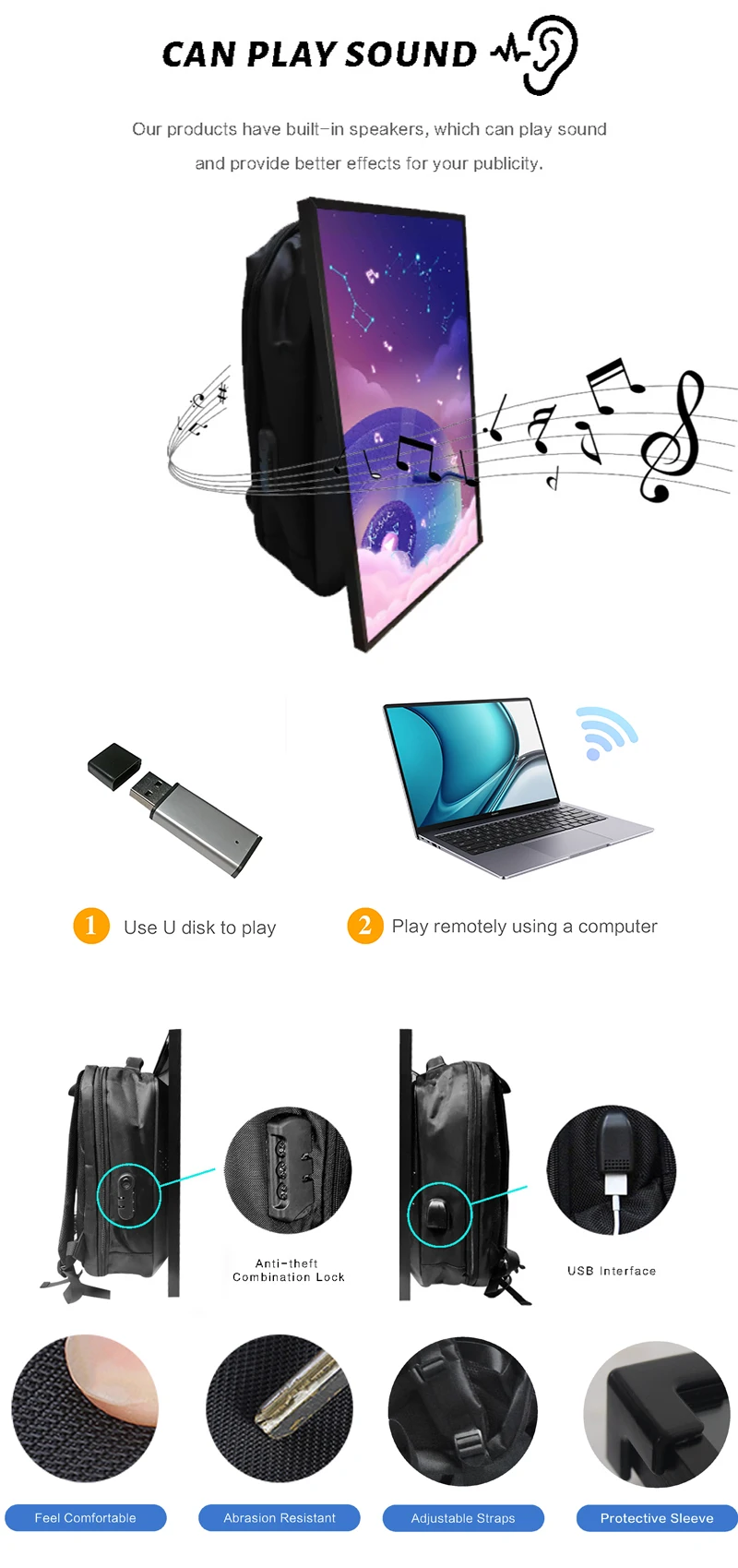 2022 New 32 Inch Portable Lcd Backpack Advertising Billboard Lcd ...