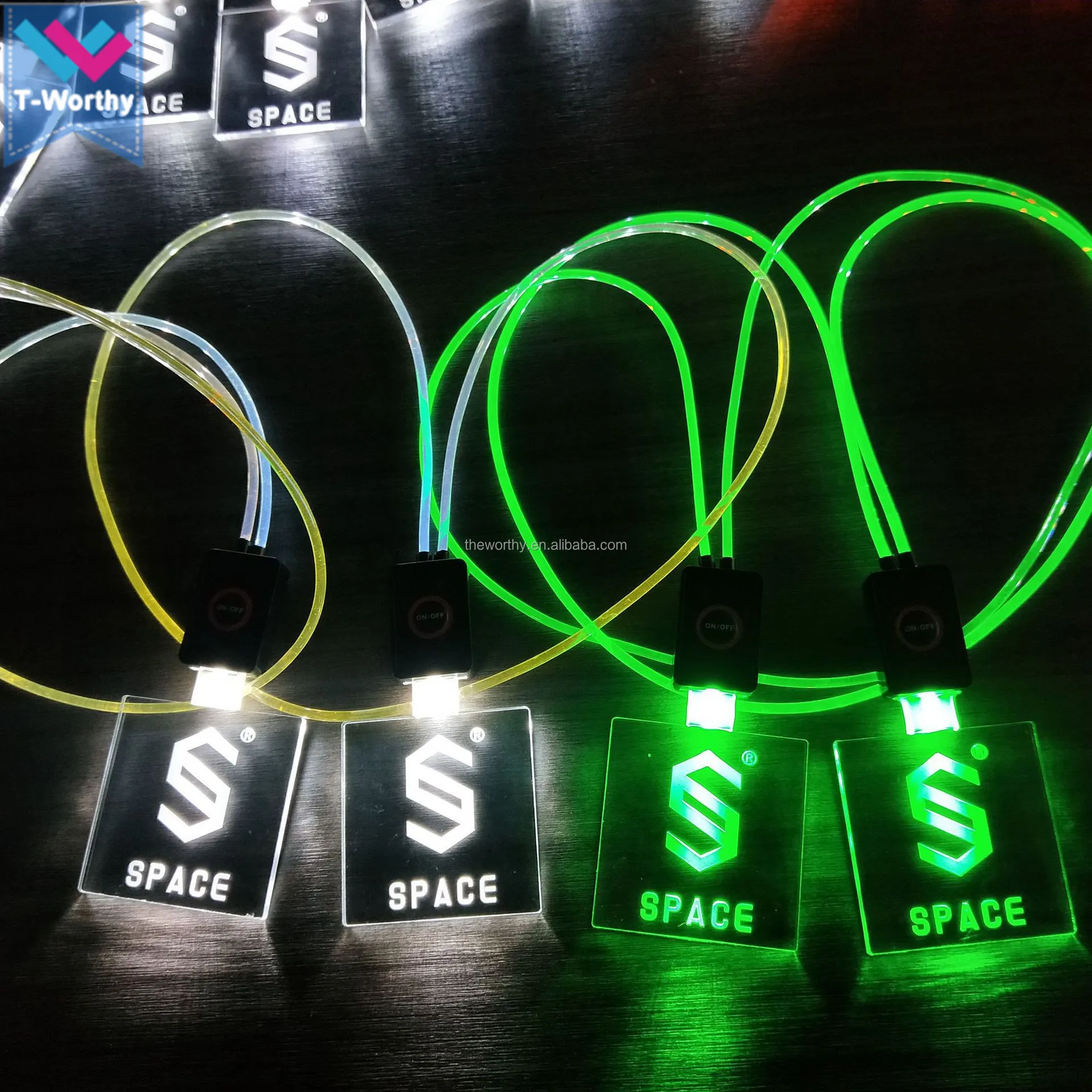 T-worthy Custom Logo Shape Acrylic LED Necklace for Events