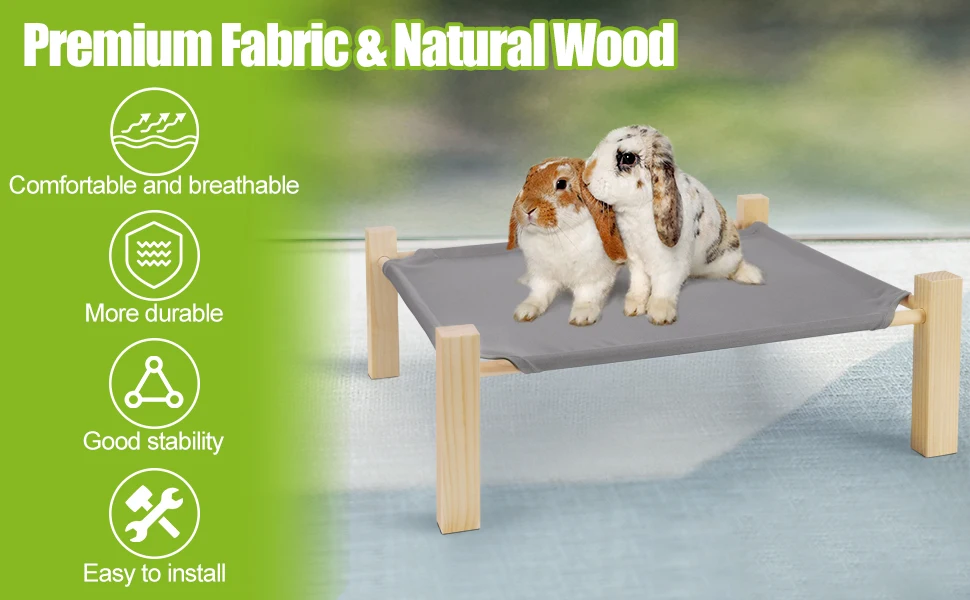 Rabbit Hammock Bed Wooden Elevated Cooling Bunny Bed Stable Furniture ...