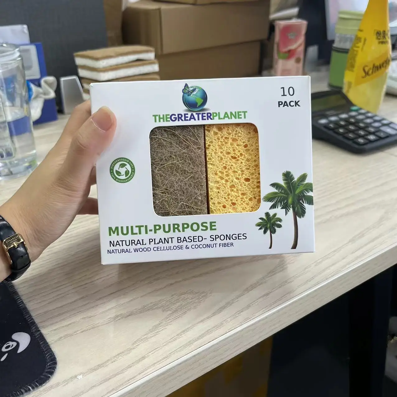 Biodegradable Cellulose Coconut Scrubber Sponge Kitchen Dishwashing ...