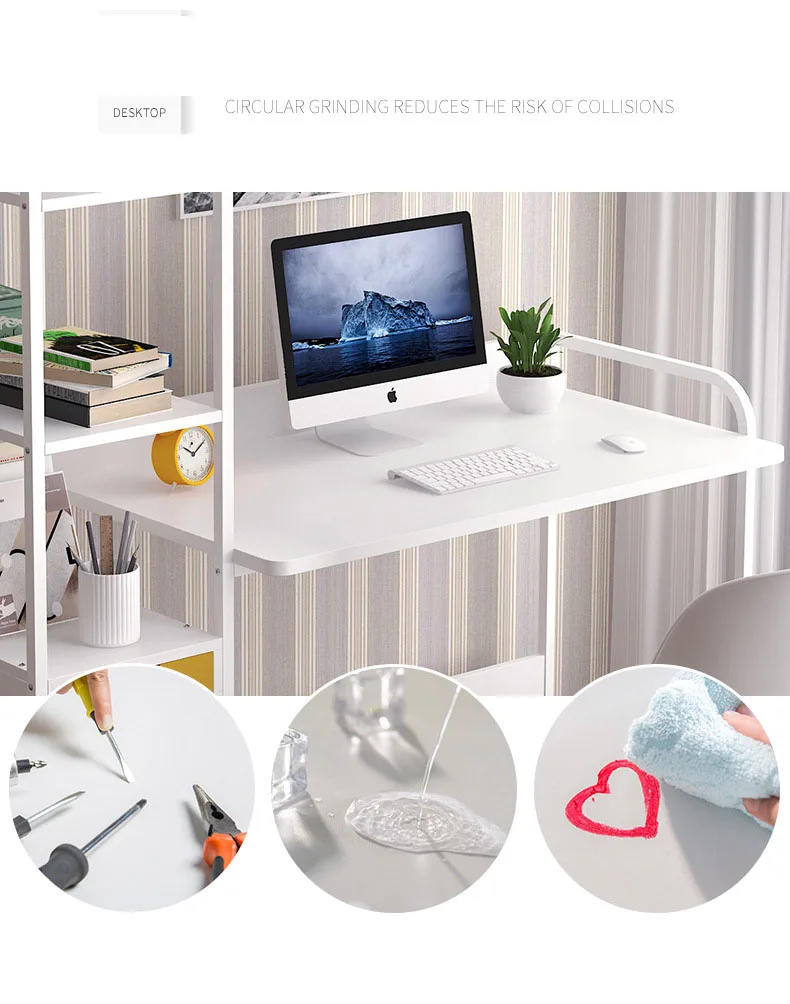 Modern Wooden And Metal Basics Corner Bookshelf Office Computer Study ...