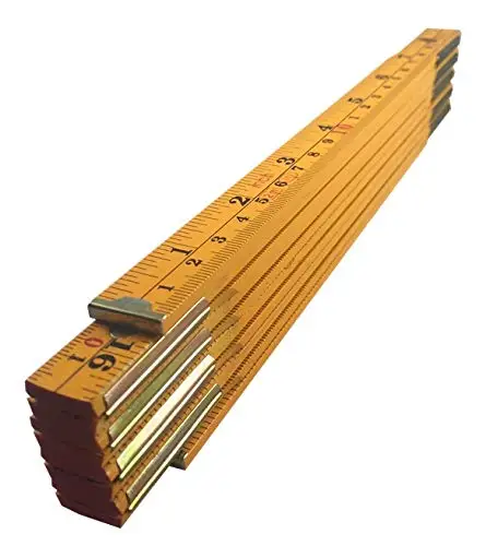 Folding Wooden Stick Ruler - Inch & Metric 6-foot-6-inch